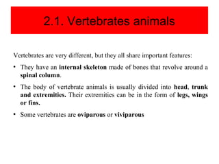 Unit 2. vertebrates and invertebrates animals | PPT