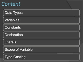 Unit2.data type, operators, control structures | PPT