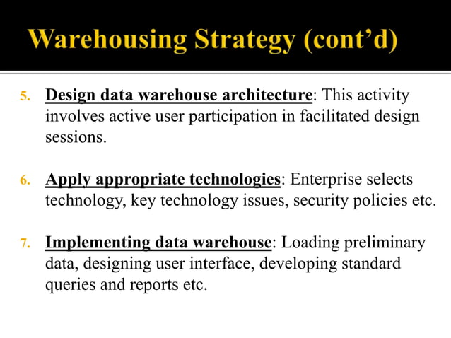 Warehouse Planning and Implementation | PPTX | Databases | Computer ...