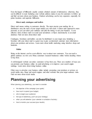 Unit 2 Role of advertising and types of advertising | PDF