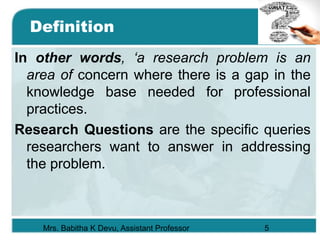 Babitha's Note on Research Problem & Objectives | PPTX