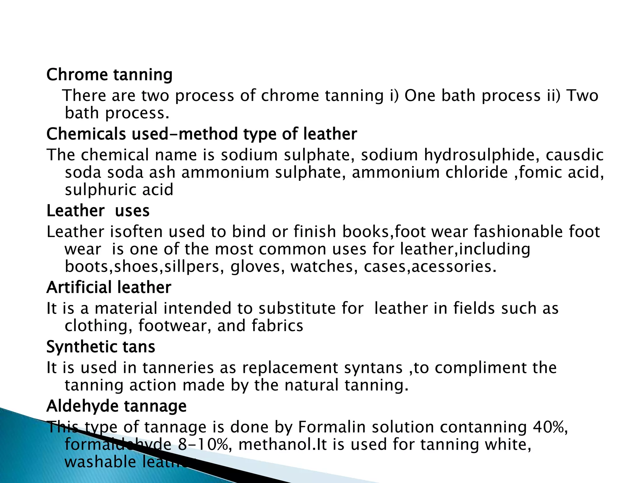 Unit 2-Materials and methods of Tanning | PPTX