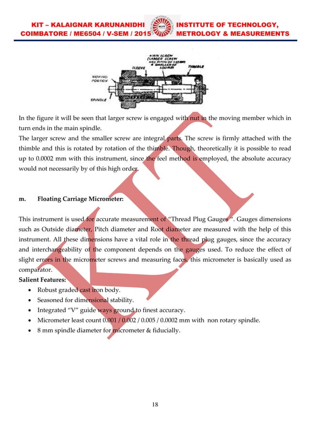 UNIT II LINEAR AND ANGULAR MEASUREMENT 9 | PDF