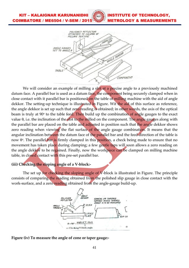 UNIT II LINEAR AND ANGULAR MEASUREMENT 9 | PDF