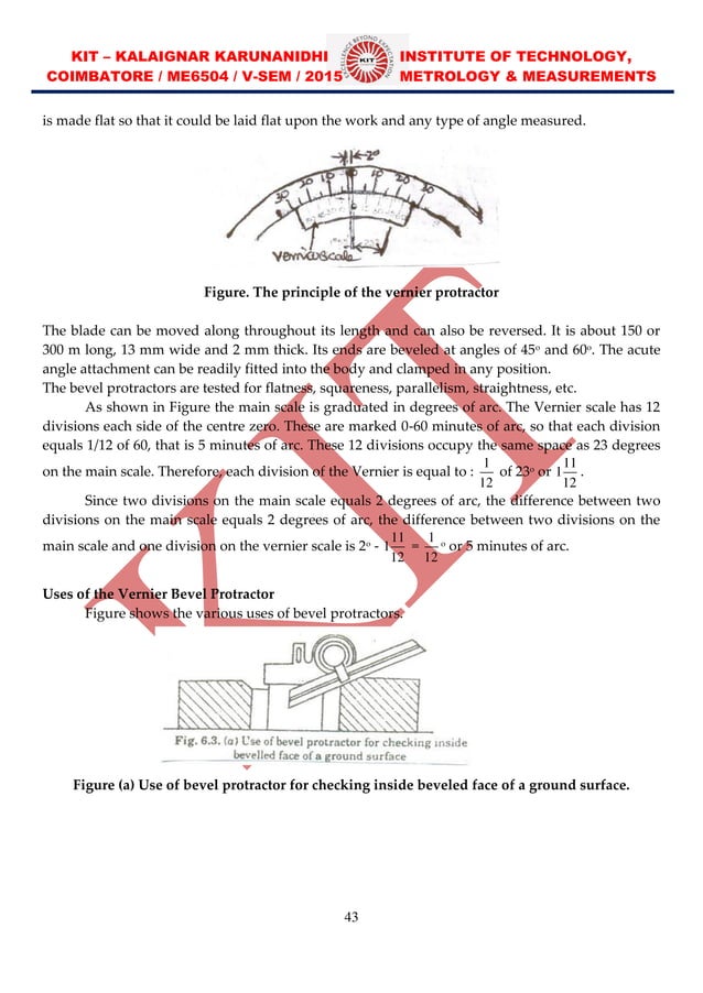 UNIT II LINEAR AND ANGULAR MEASUREMENT 9 | PDF