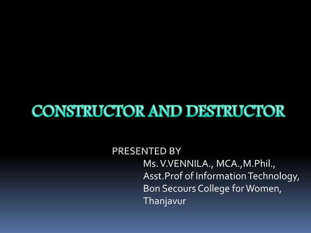 Constructor And Destructor Pptx Programming Languages Computing 5124