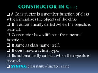 constructor and destructor | PPTX