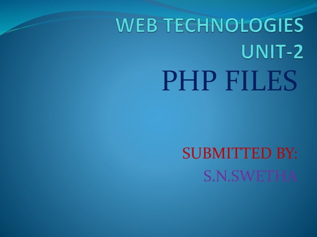 WEB TECHNOLOGIES Unit 2 | PPTX