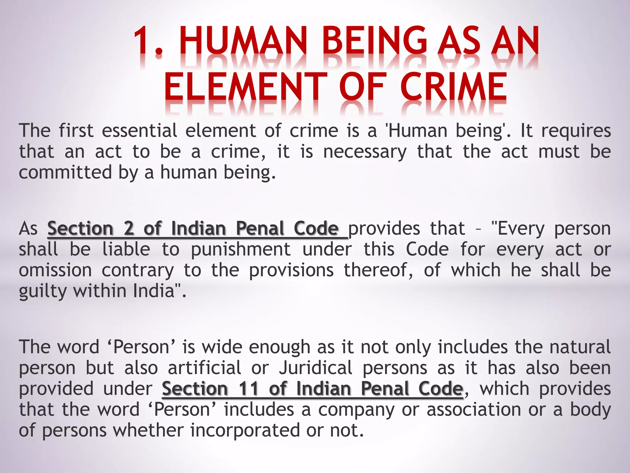 Elements of Crime and its application in IPC | PPTX