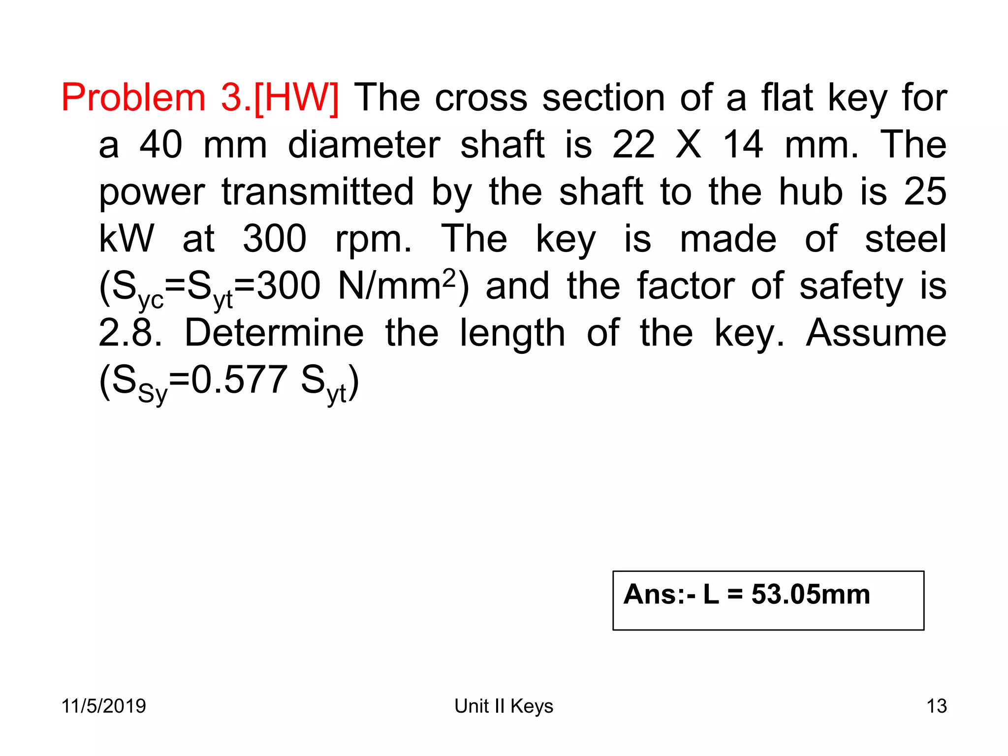 Unit 2.2 Design of keys | PDF