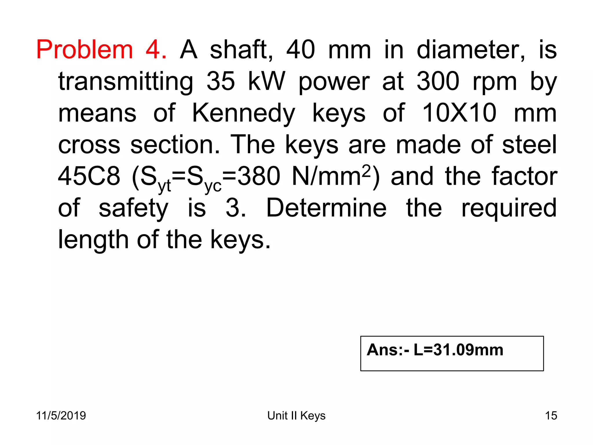 Unit 2.2 Design of keys | PDF
