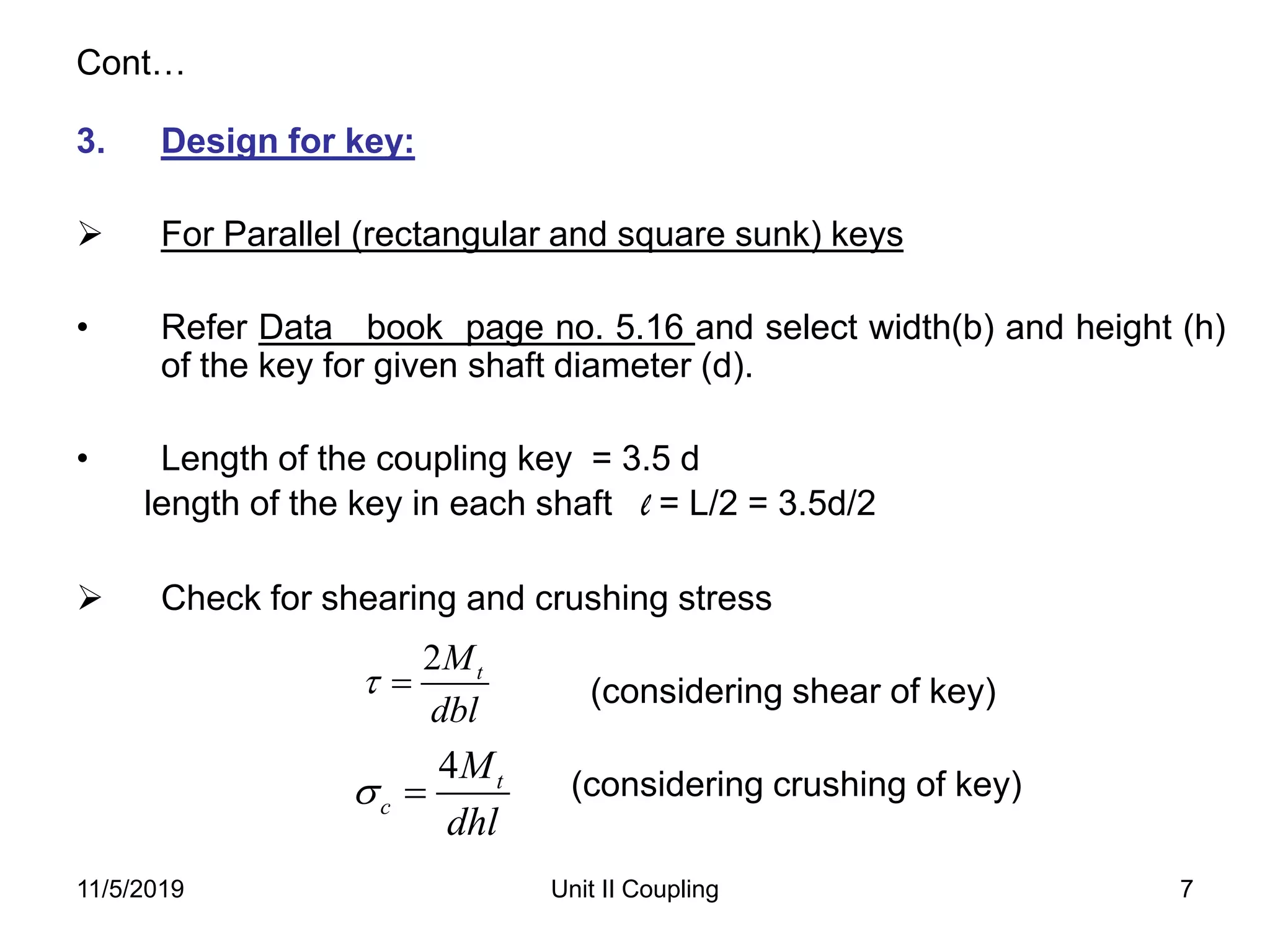 Unit 2.3 Design of Coupling | PDF