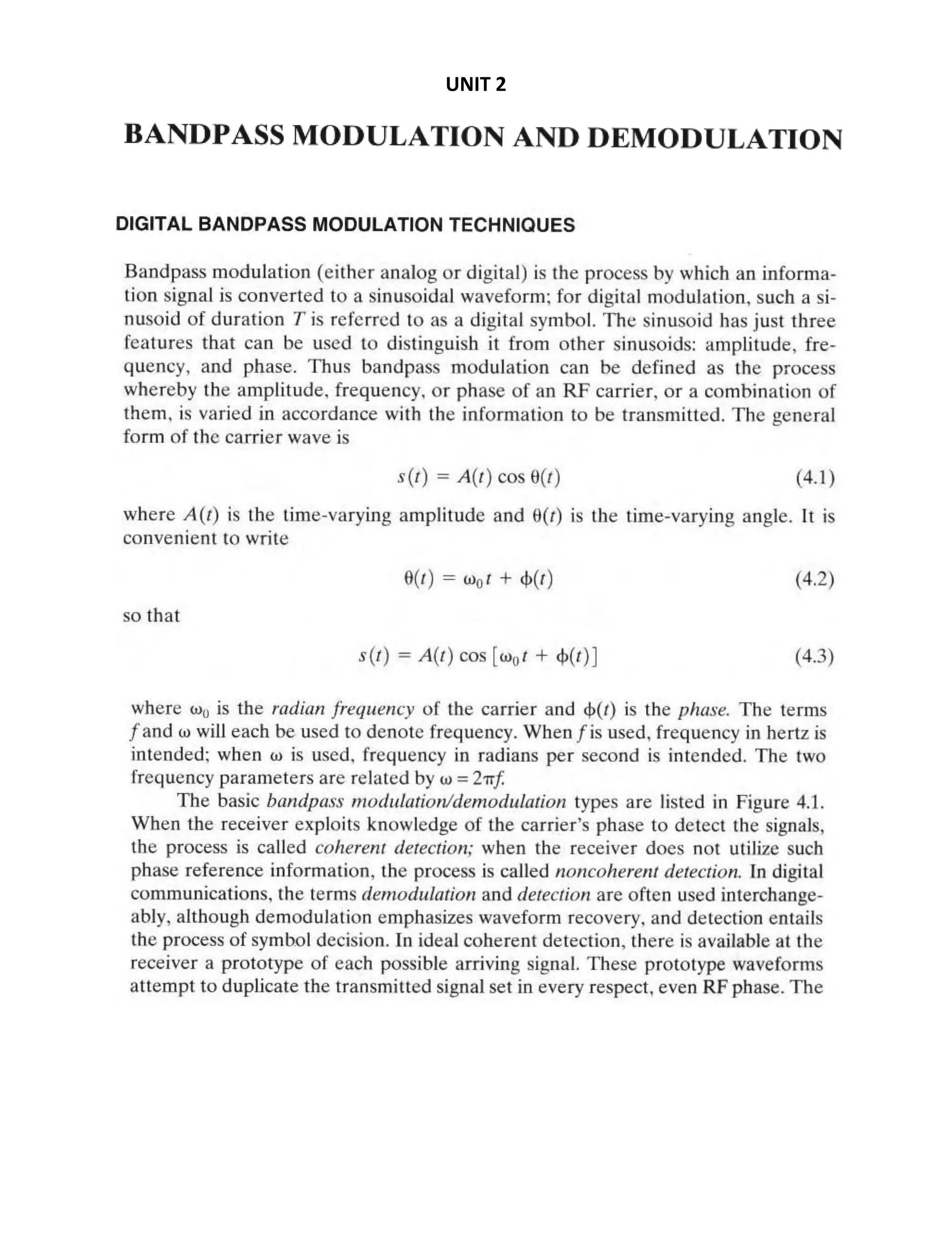 Bandpass Modulation and demodulation | PDF