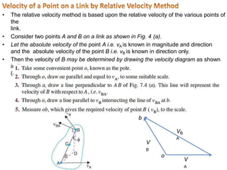 Velocity and Acceleration analysis in kinematics of mechanism | PPTX