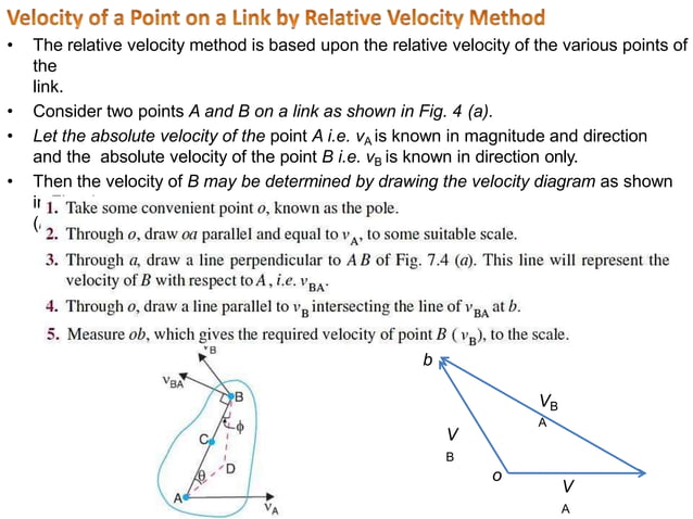 Velocity and Acceleration analysis in kinematics of mechanism | PPTX