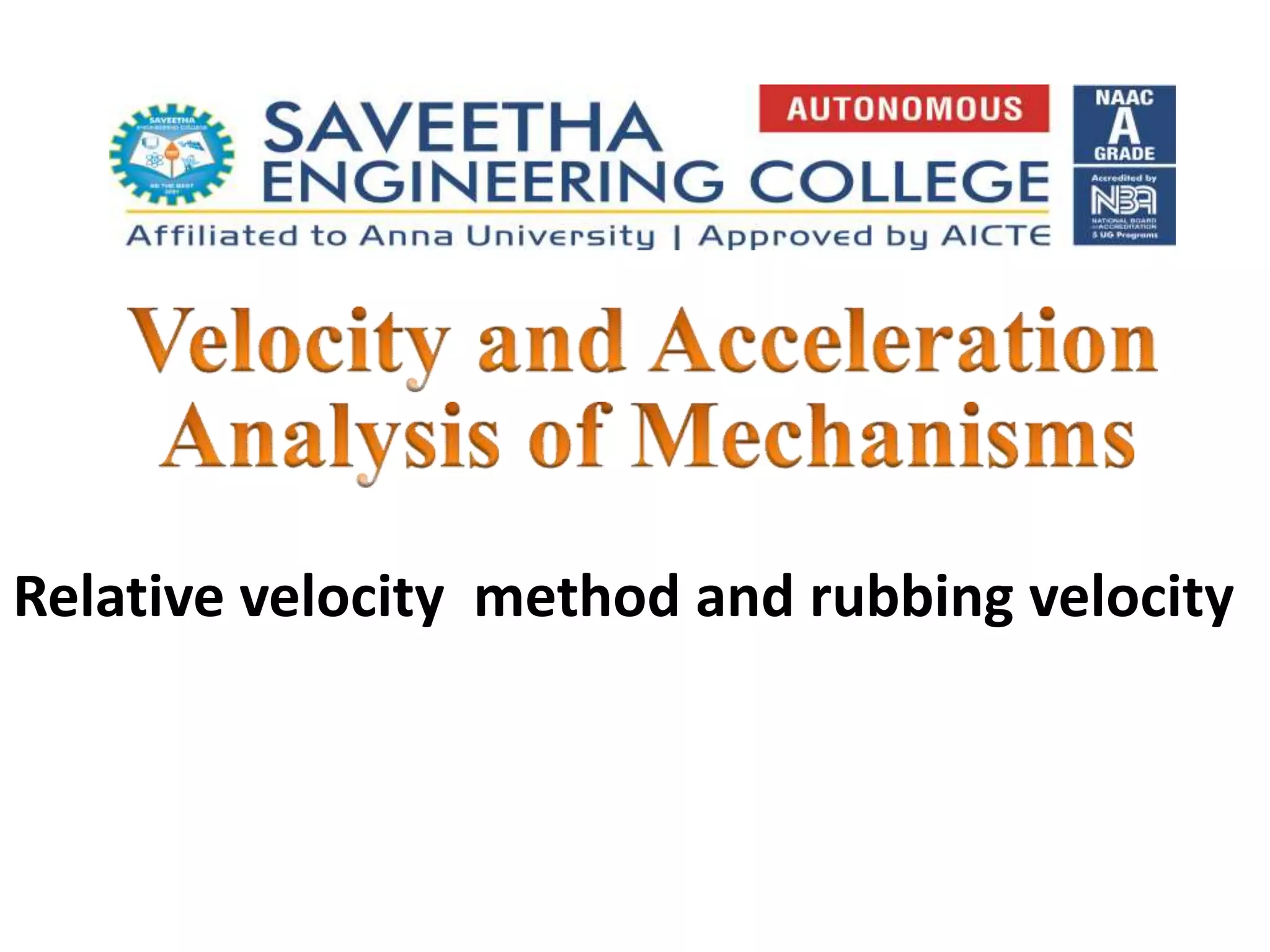 Unit 2.8 relative velocity method and rubbing velocity | PPTX