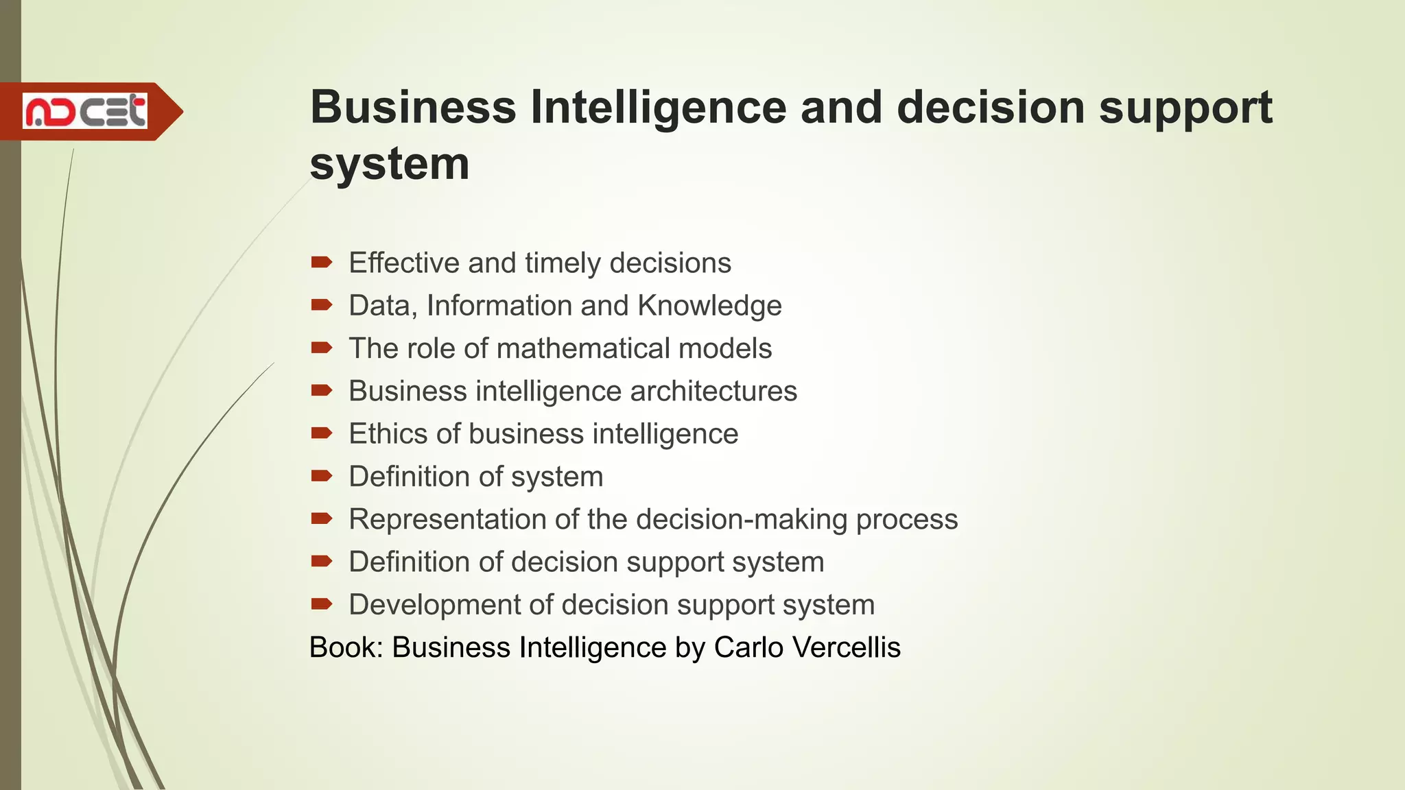 Business Intelligence and decision support system | PPTX
