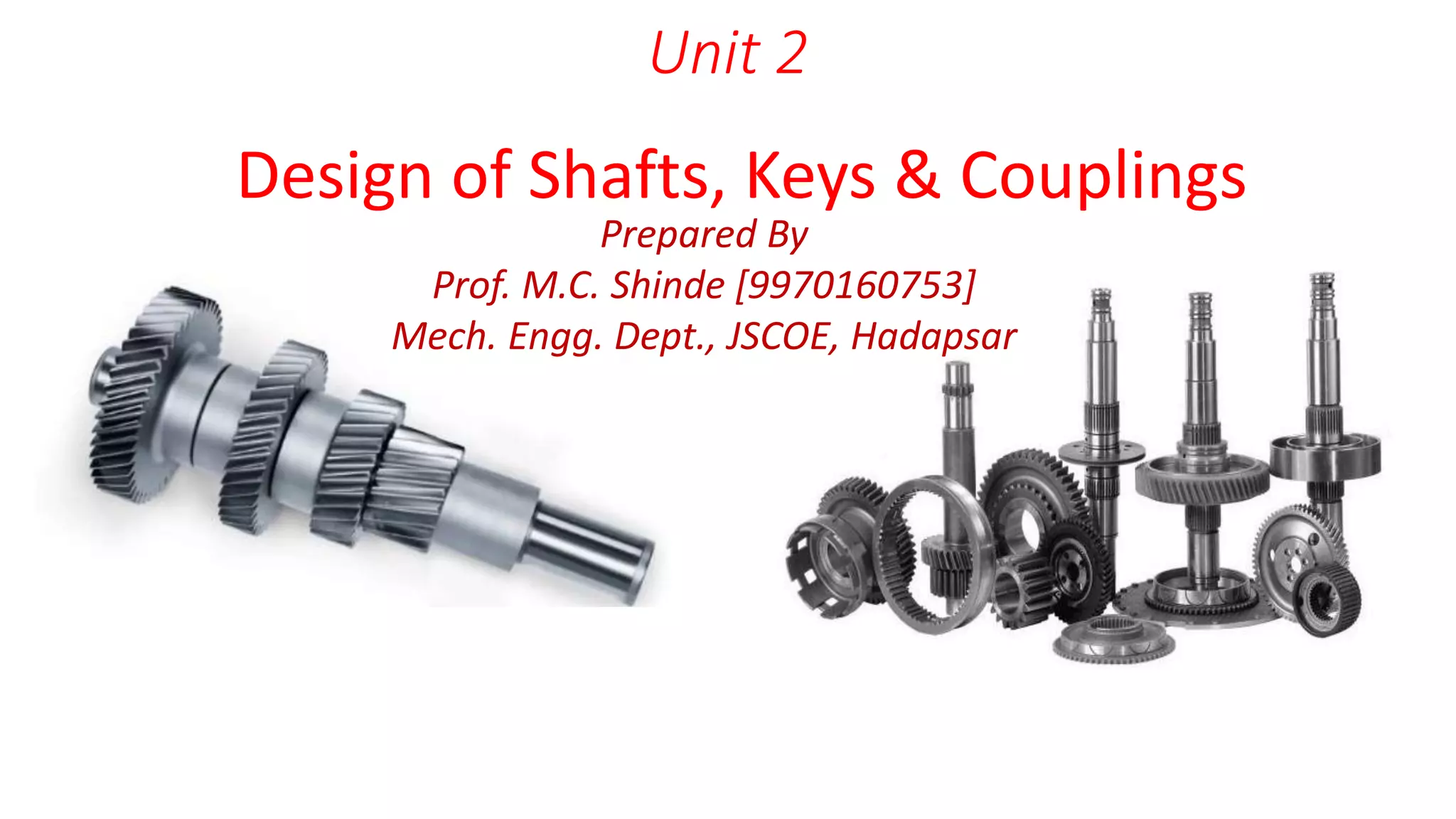 Unit 2 Design Of Shafts Keys and Couplings | PDF | Physics | Science