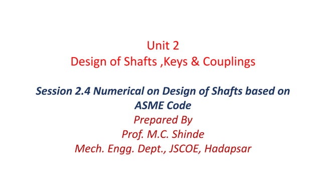 Unit 2 Design Of Shafts Keys and Couplings | PDF | Physics | Science