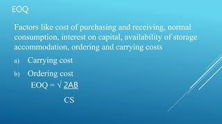 Cost Accounting - Material Control | PPTX