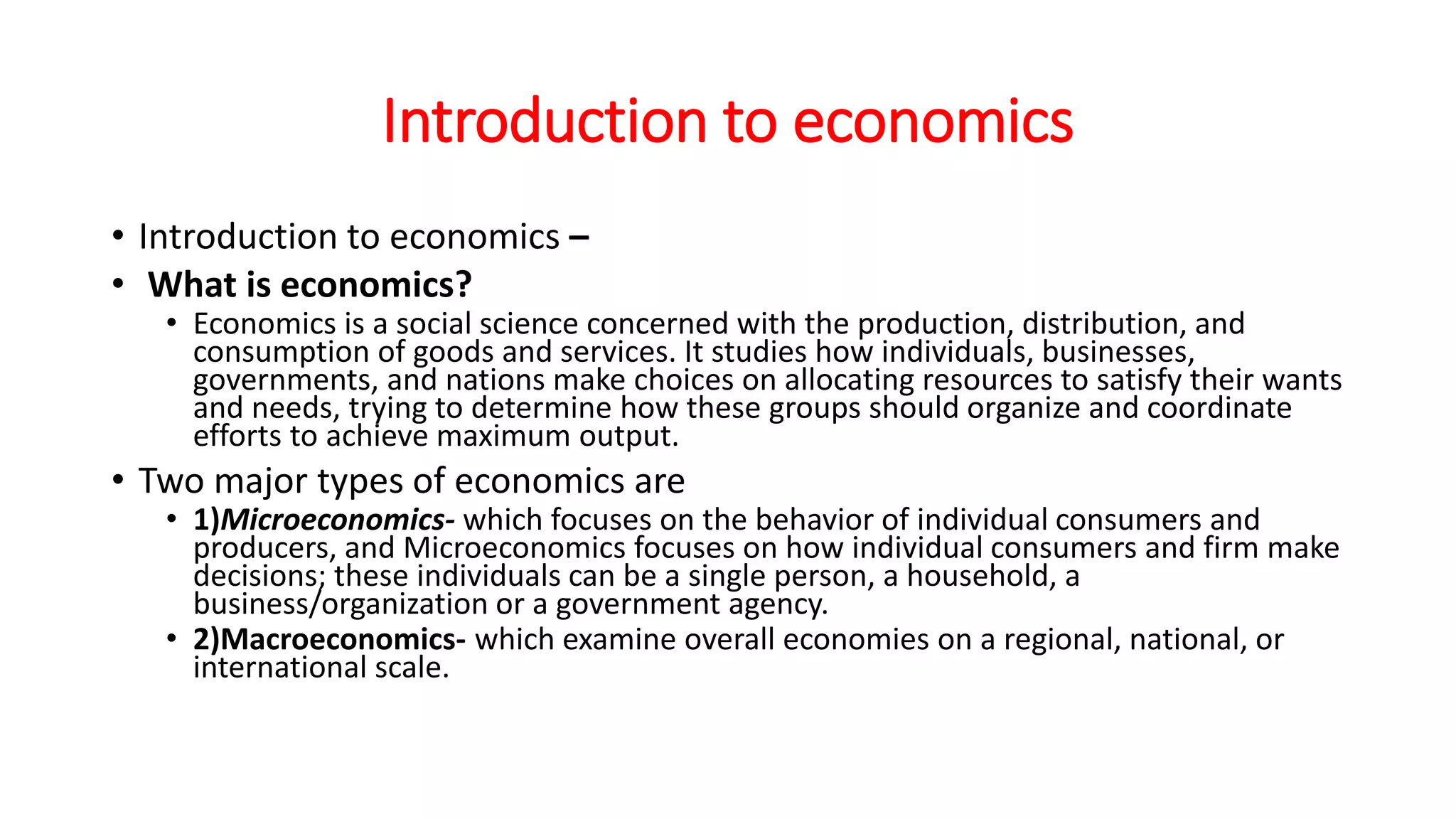 Basic Concepts of Microeconomics and Macroeconomics | PPT