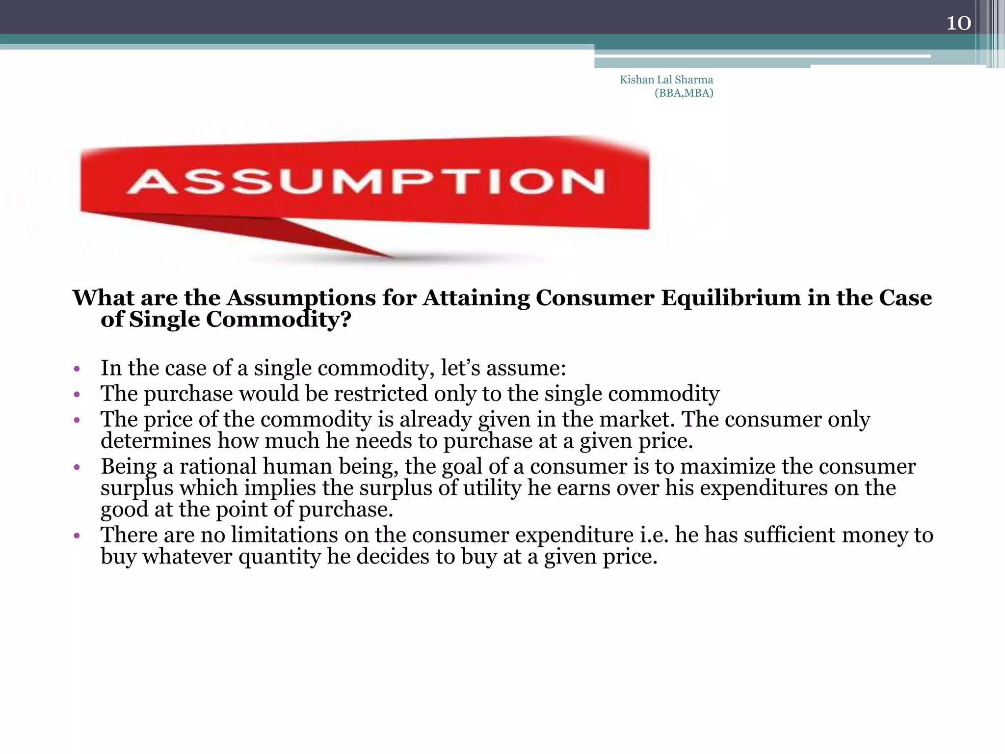 Consumer Equilibrium Class XI CBSE | PPTX