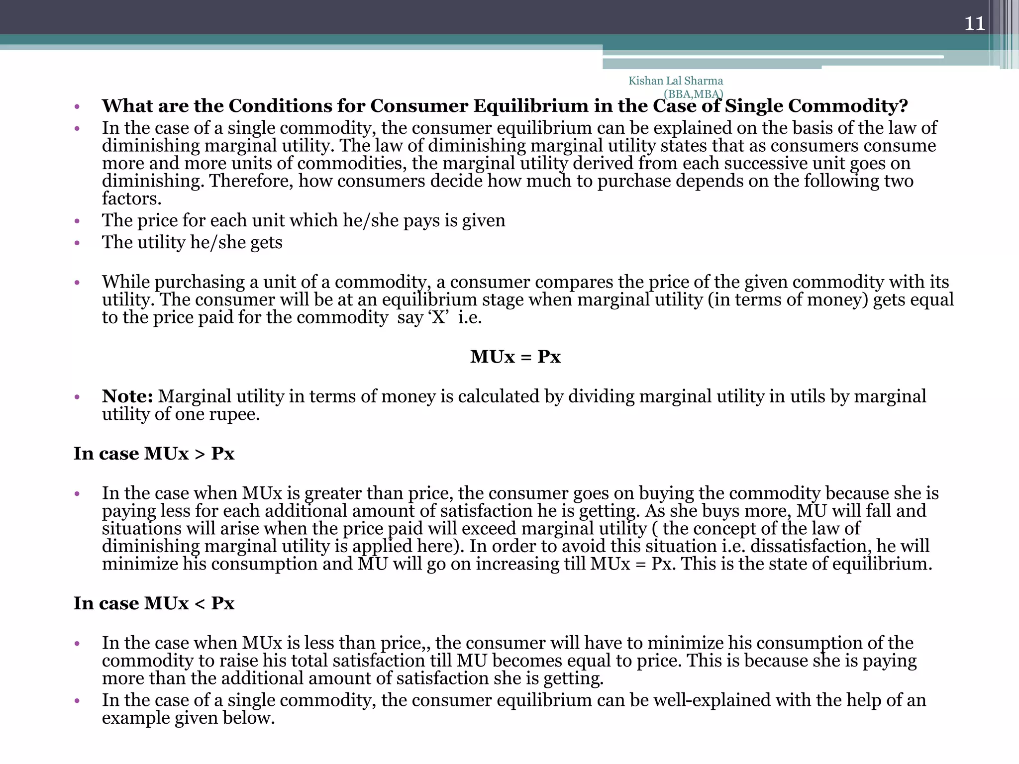Consumer Equilibrium Class XI CBSE | PPTX