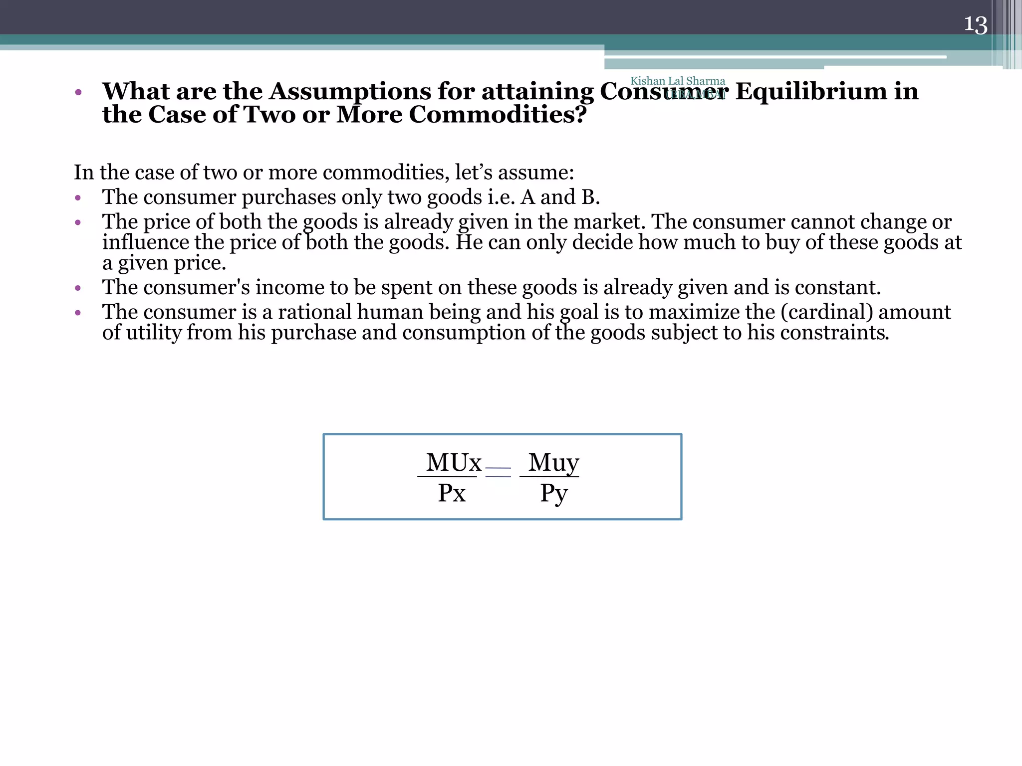 Consumer Equilibrium Class XI CBSE | PPTX