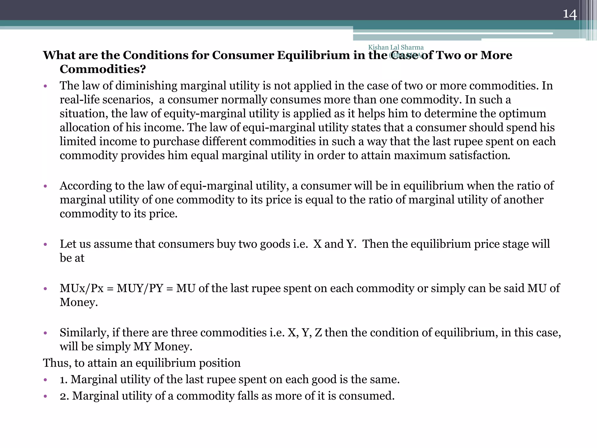 Consumer Equilibrium Class XI CBSE | PPTX