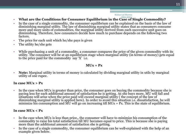 Consumer Equilibrium Class XI CBSE | PPTX