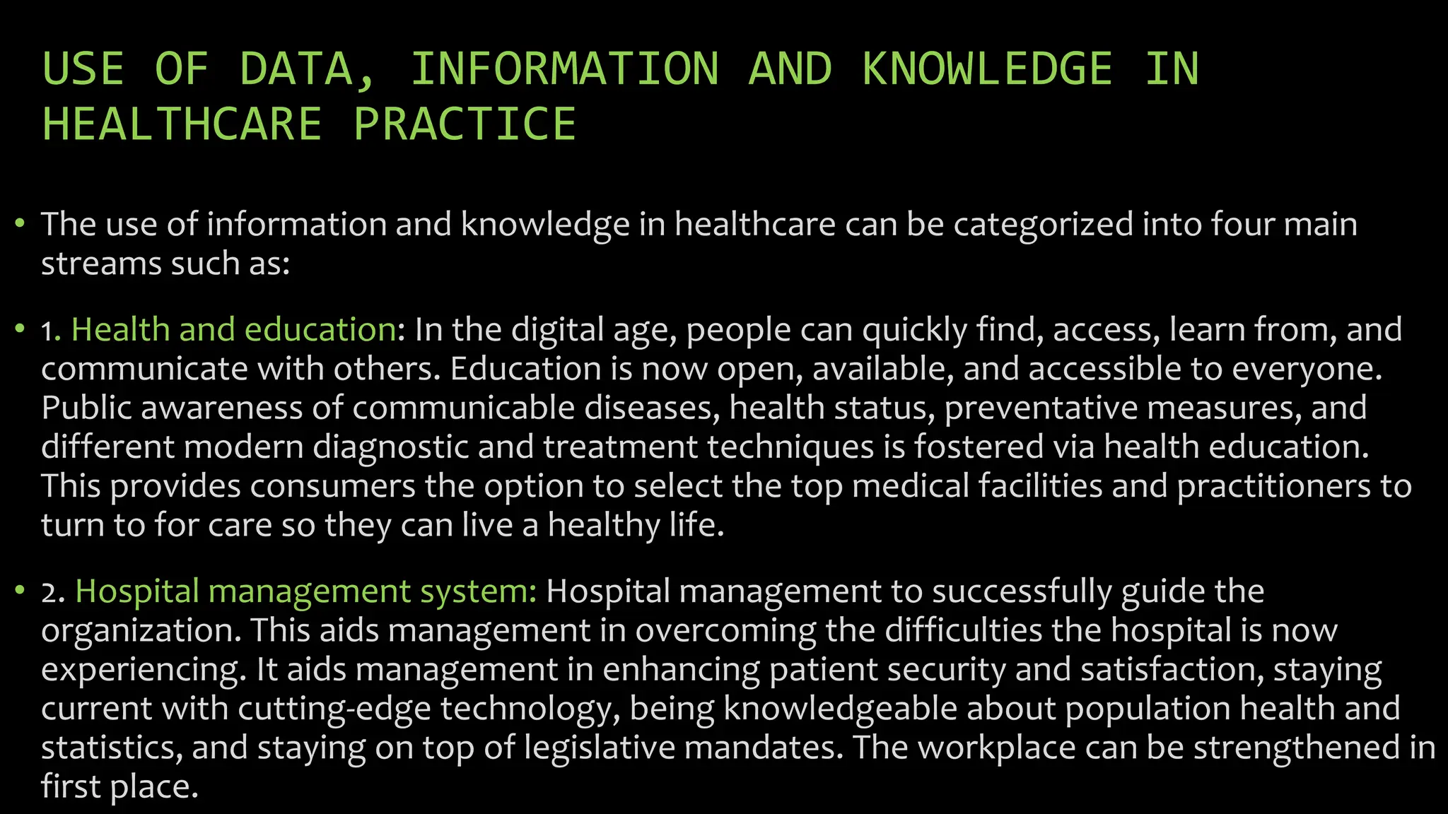 HEALTH INFORMATICS;PRINCIPLES OF HEALTH INFORMATICS | PPTX