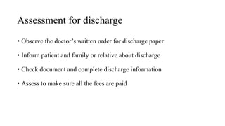 Introduction to Hospital Nursing: Admission, Discharge | PDF