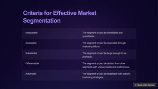 Introduction to market segmentation on management | PPT