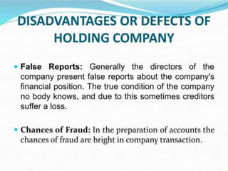 Unit 2.1- Holding Company, Subsidiary Company. | PPT