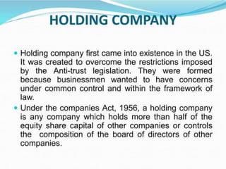 Unit 2.1- Holding Company, Subsidiary Company. | PPT