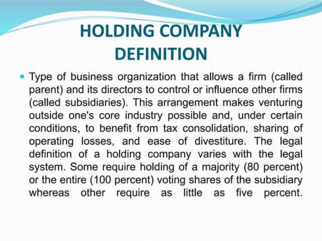 Unit 2.1- Holding Company, Subsidiary Company. | PPT