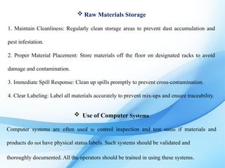 Good manufacturing practices: Organization and personnel, Hygiene ...
