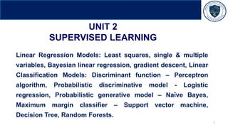 Machine Learning Unit 2_Supervised Learning | PPT