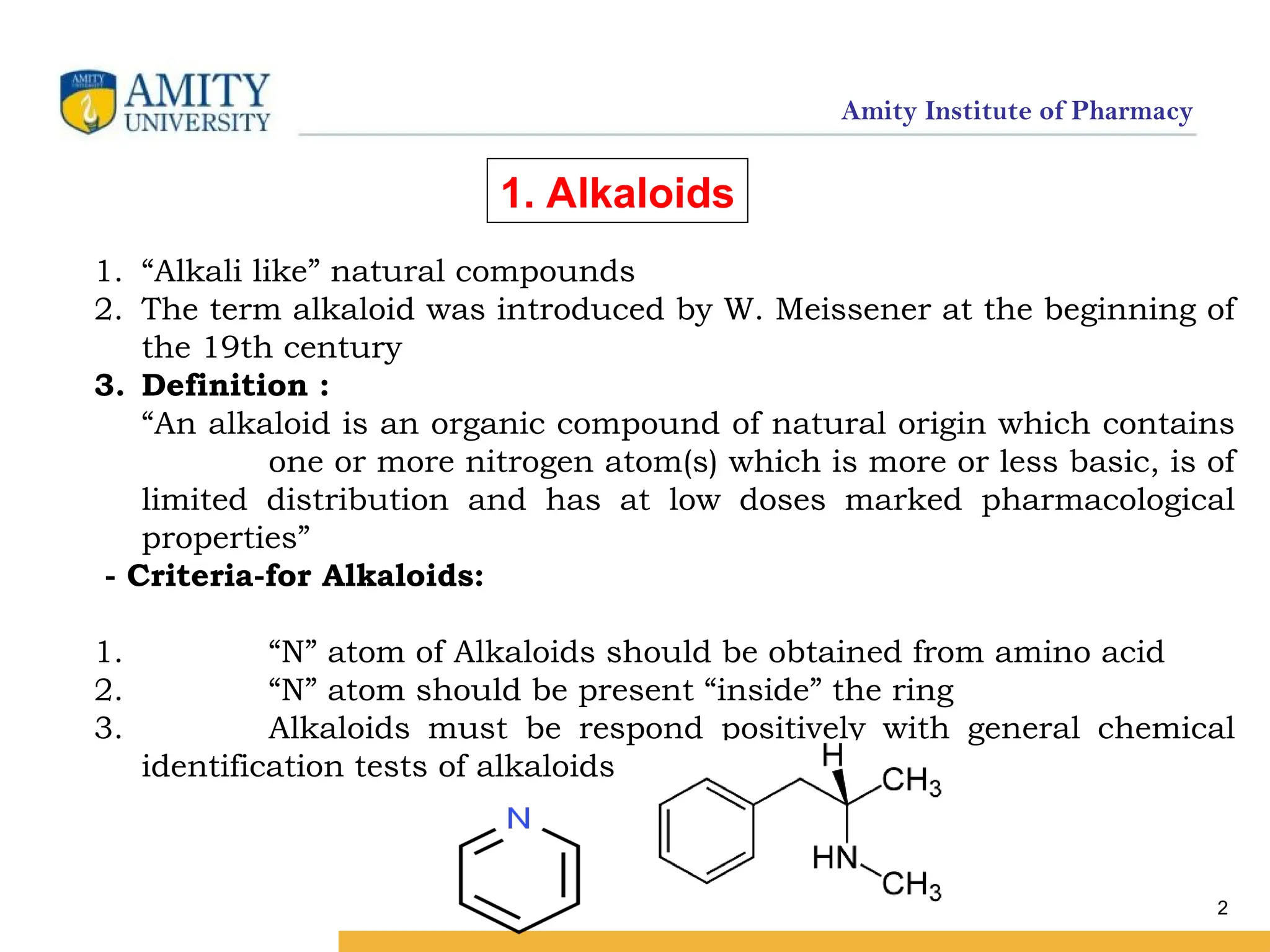 UNIT 2.1.PPT alkaloids, classification, properties | PPT