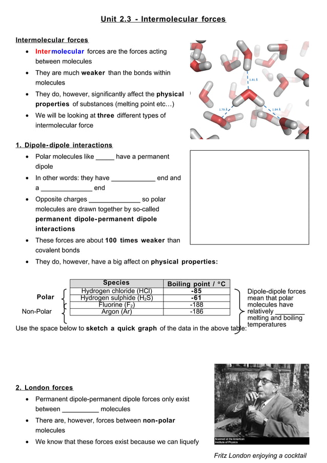 Unit 2.3 Intermolecular Forces Notes | DOC