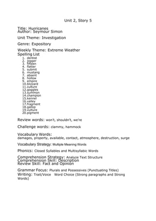 Unit 2 Story 5 Hurricanes | PDF