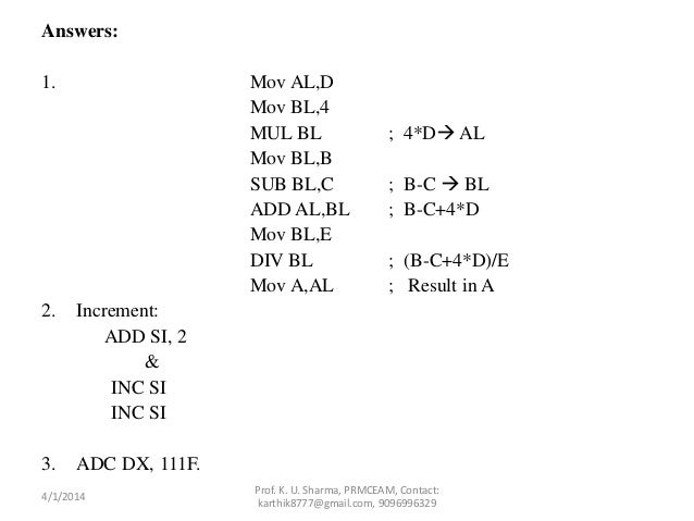 Unit 2 Assembly Language Programming