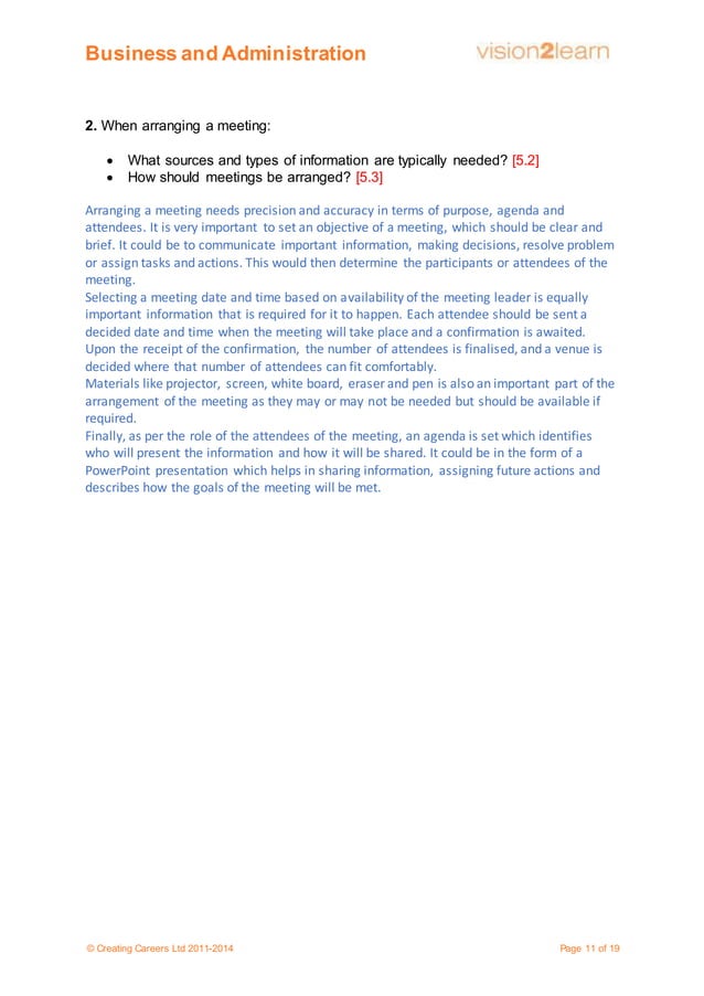 Business and Admin Level 2 Unit 2 assessment answers | DOCX