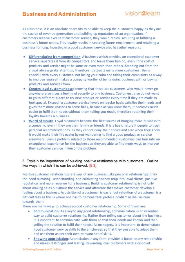 Business and Admin Level 2 Unit 2 assessment answers | DOCX