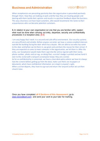 Business and Admin Level 2 Unit 2 assessment answers | DOCX