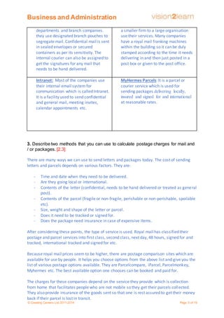 Business and Admin Level 2 Unit 2 assessment answers | DOCX