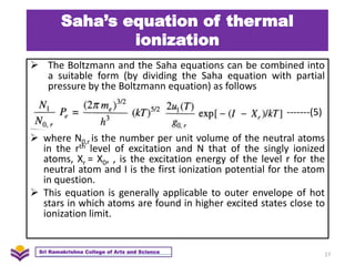 22PH503 - Astronomy and Astrophysics - Unit 2 - Spectral Classification ...