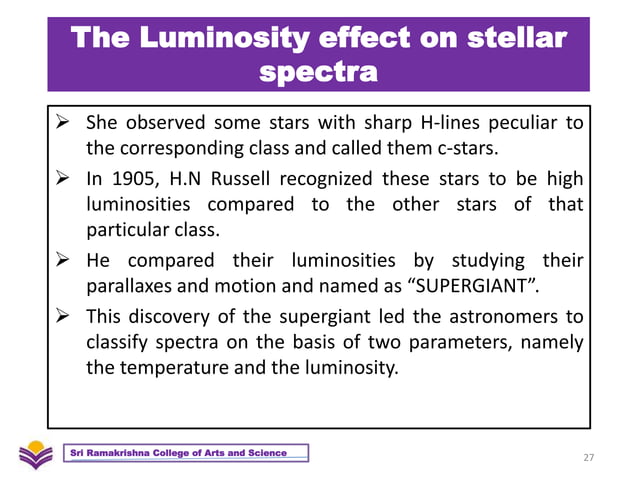 22PH503 - Astronomy and Astrophysics - Unit 2 - Spectral Classification of Stars | PPTX ...