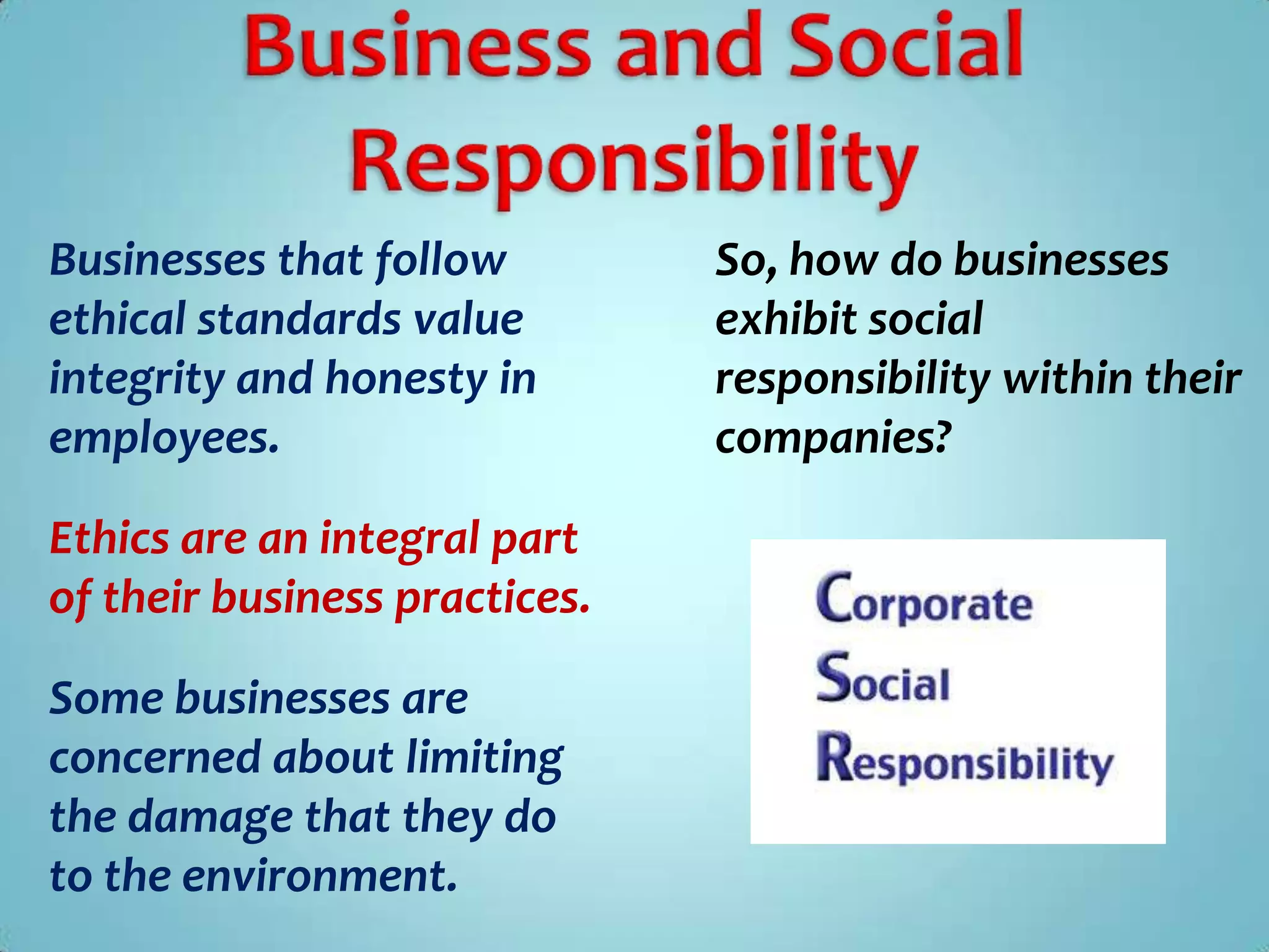 Unit 2: Business Ethics & Social Responsibility | PPTX
