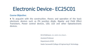 UNIT 2 - Electronics Device - EC25C01 - PN Junction Diodes | PPTX